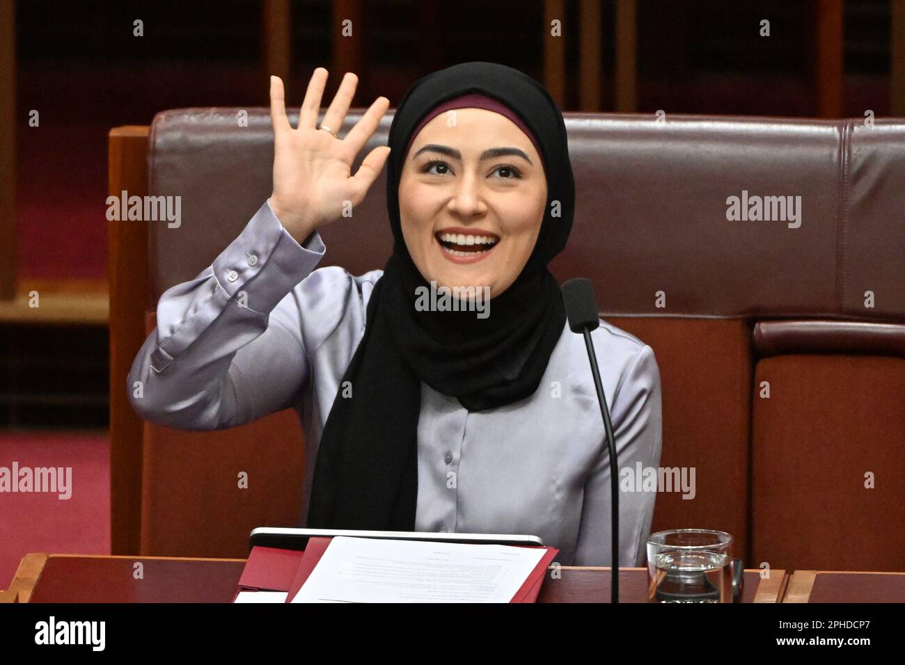 Labor Senator Fatima Payman in the Senate chamber at Parliament House ...