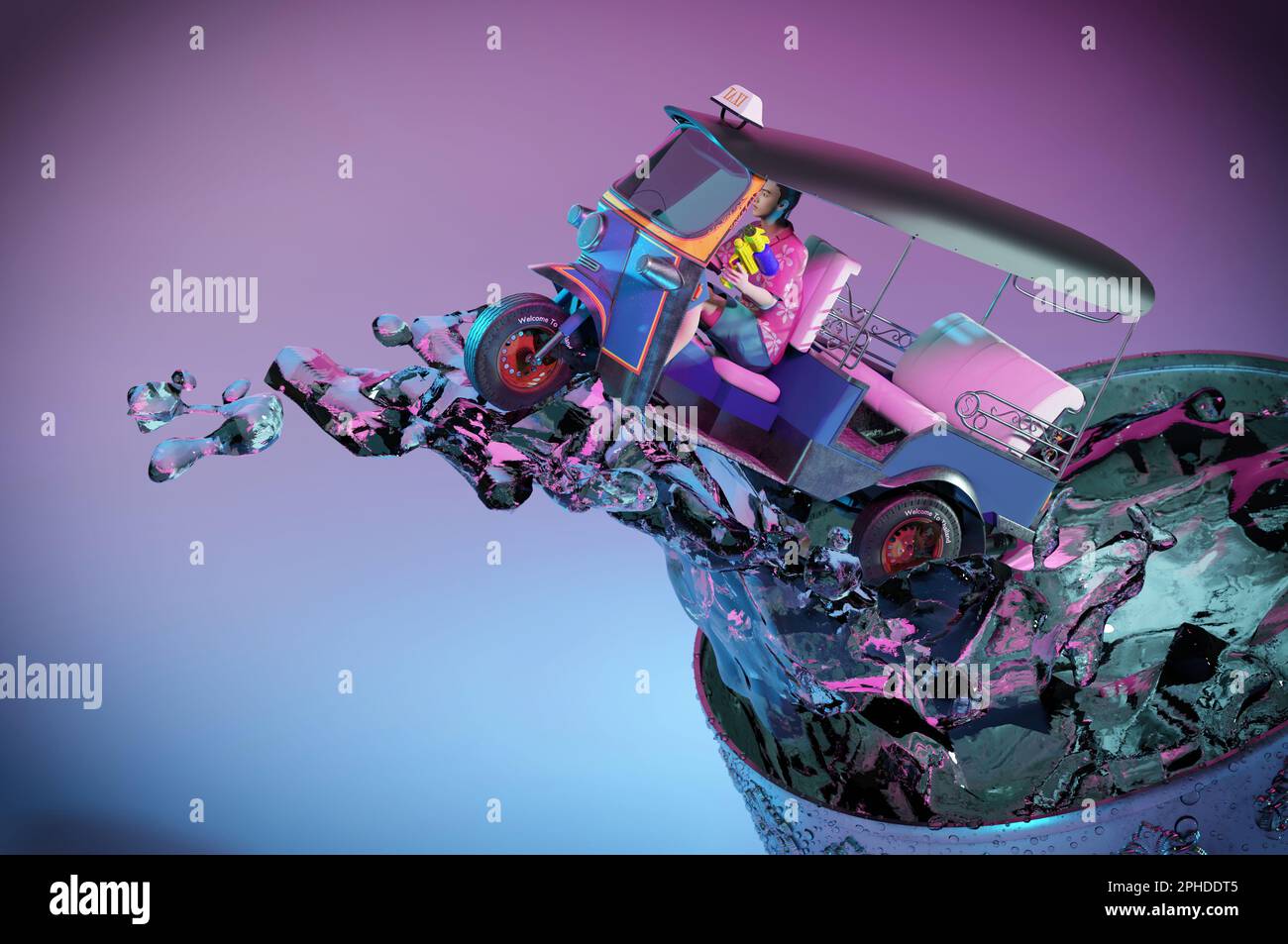 3d rendering,Songkran Water festival or Thailand Traditional New Year's ...