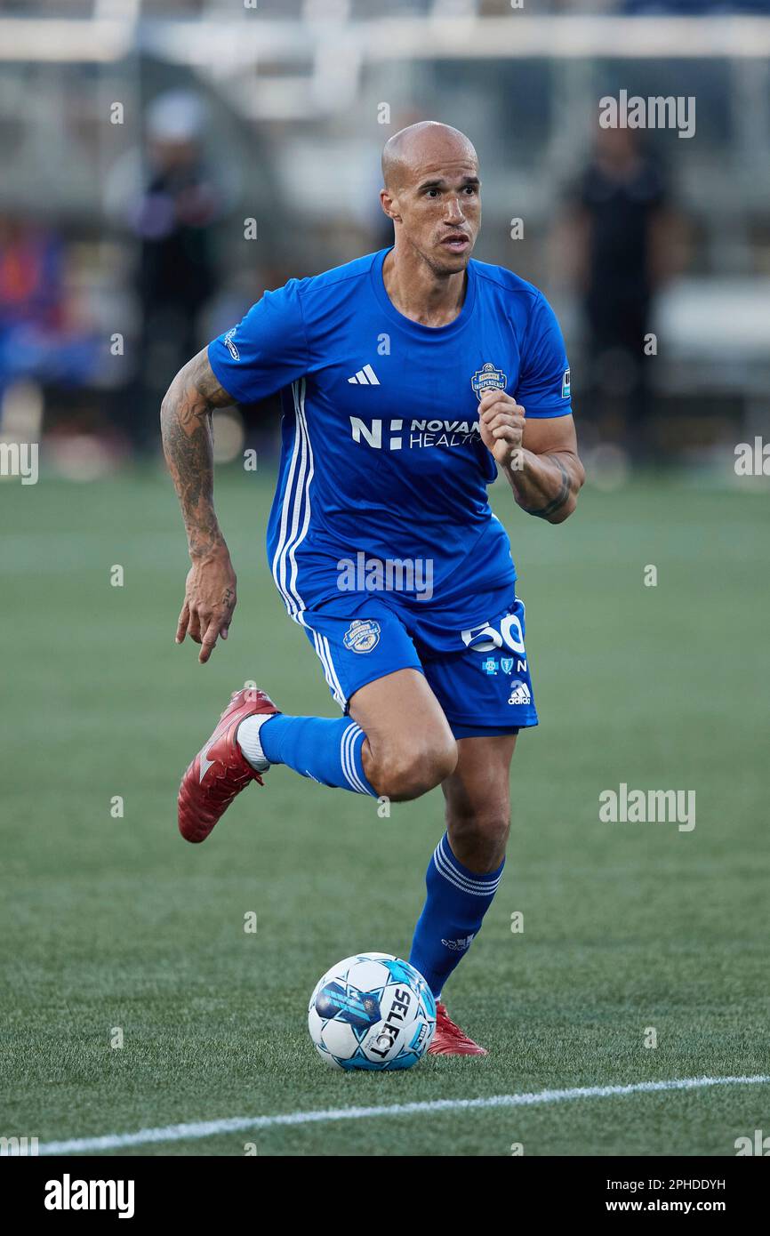 Gabriel Obertan (56) of the Charlotte Independence fakes taking a free ...