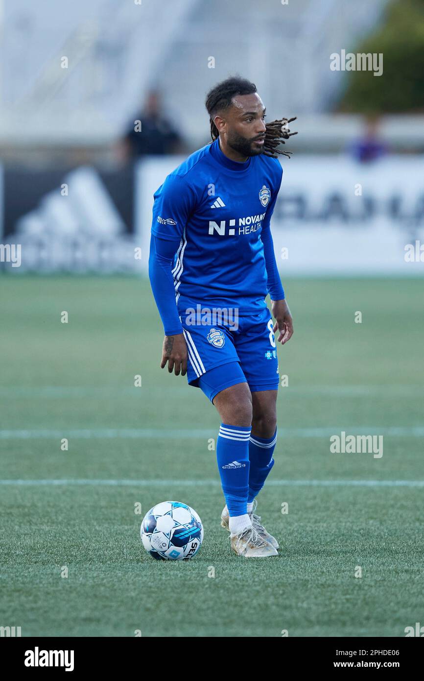 Joel Johnson (8) of the Charlotte Independence controls the ball during ...