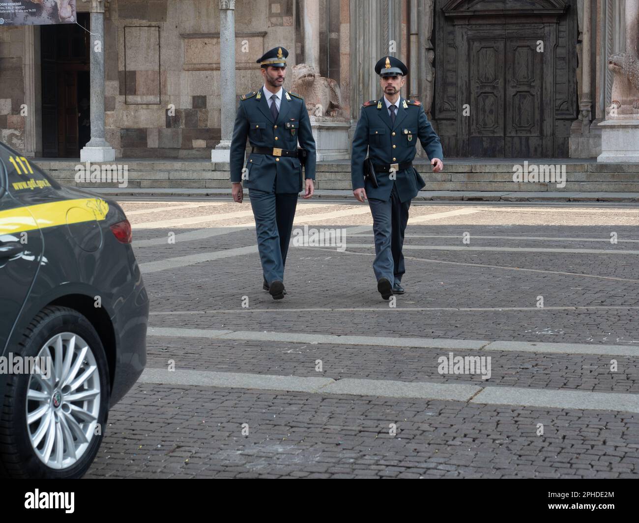 Cremona, Italy - February 2023 two tax police officers in duty near ...
