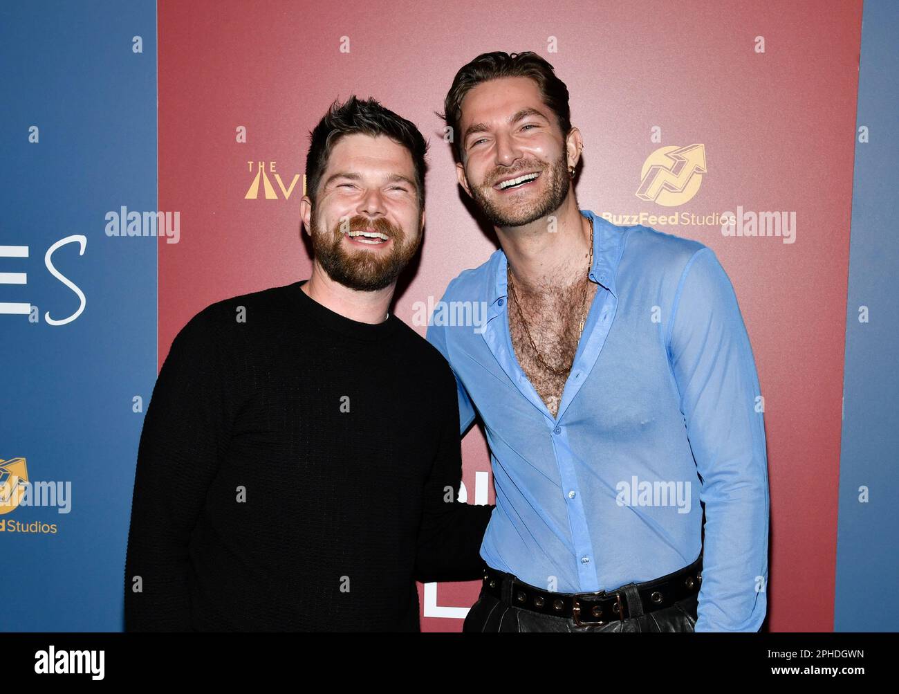 Alex Jenkins Reid, left, and Zachary Zane attend the premiere of "One ...