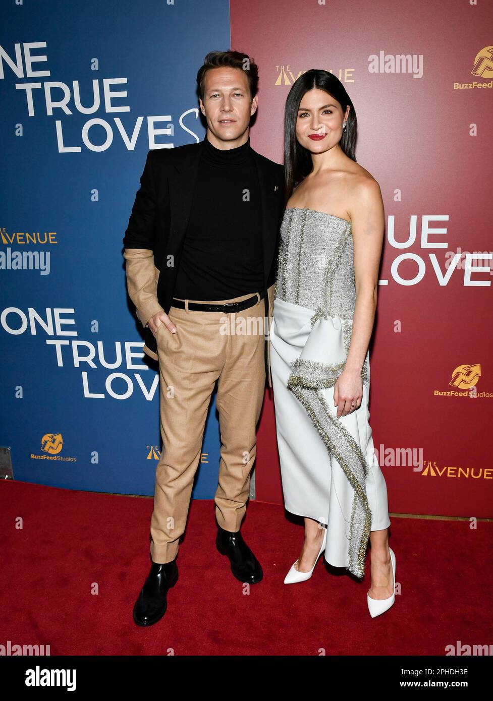 Luke Bracey, left, and Phillipa Soo attend the premiere of "One True Loves" at The Whitby Hotel ...