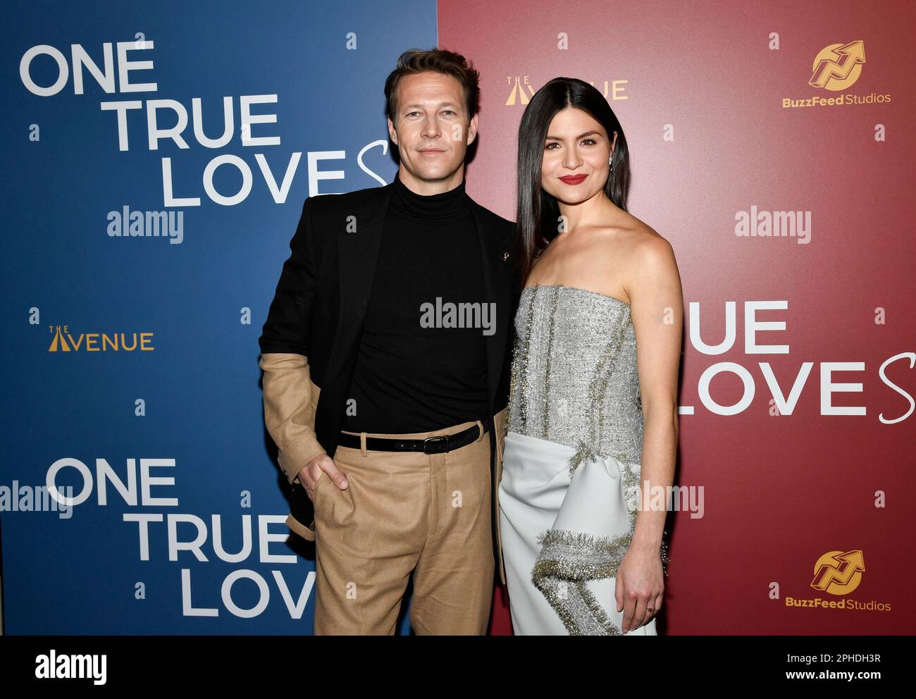 Luke Bracey, left, and Phillipa Soo attend the premiere of "One True Loves" at The Whitby Hotel ...