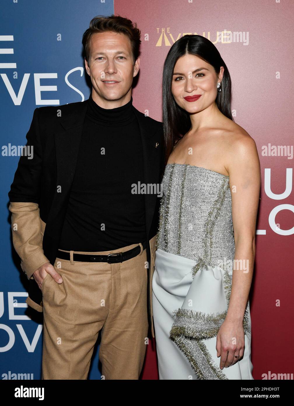 Luke Bracey, left, and Phillipa Soo attend the premiere of "One True ...