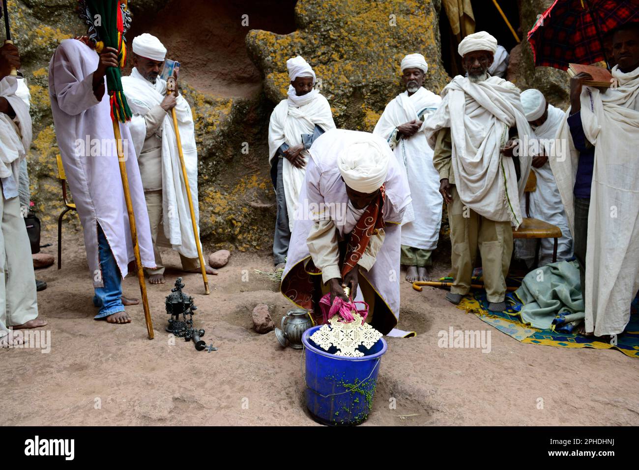 Washing the feet ceremony at he Church of Saint George in Lalibela ...