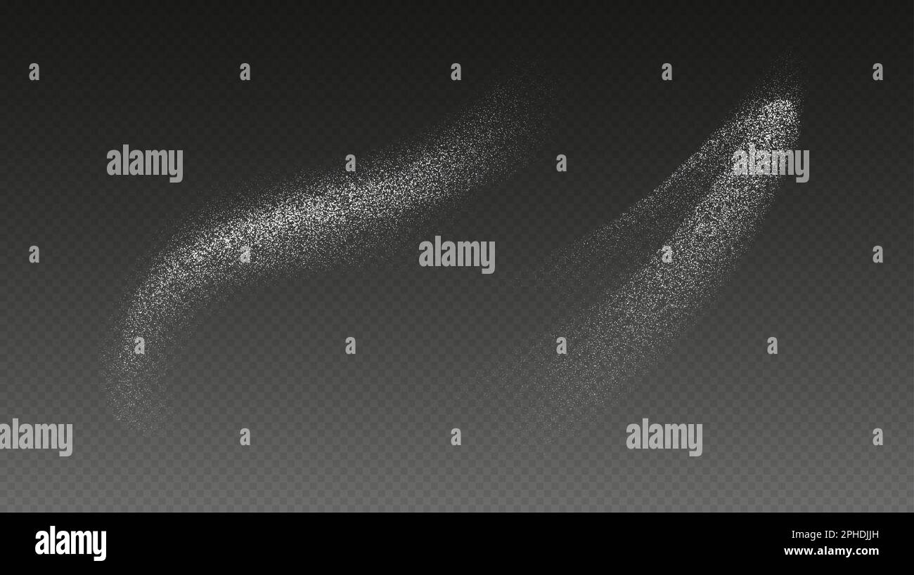 Sugar powder splash, flying salt, baking flour top view. White powder ...