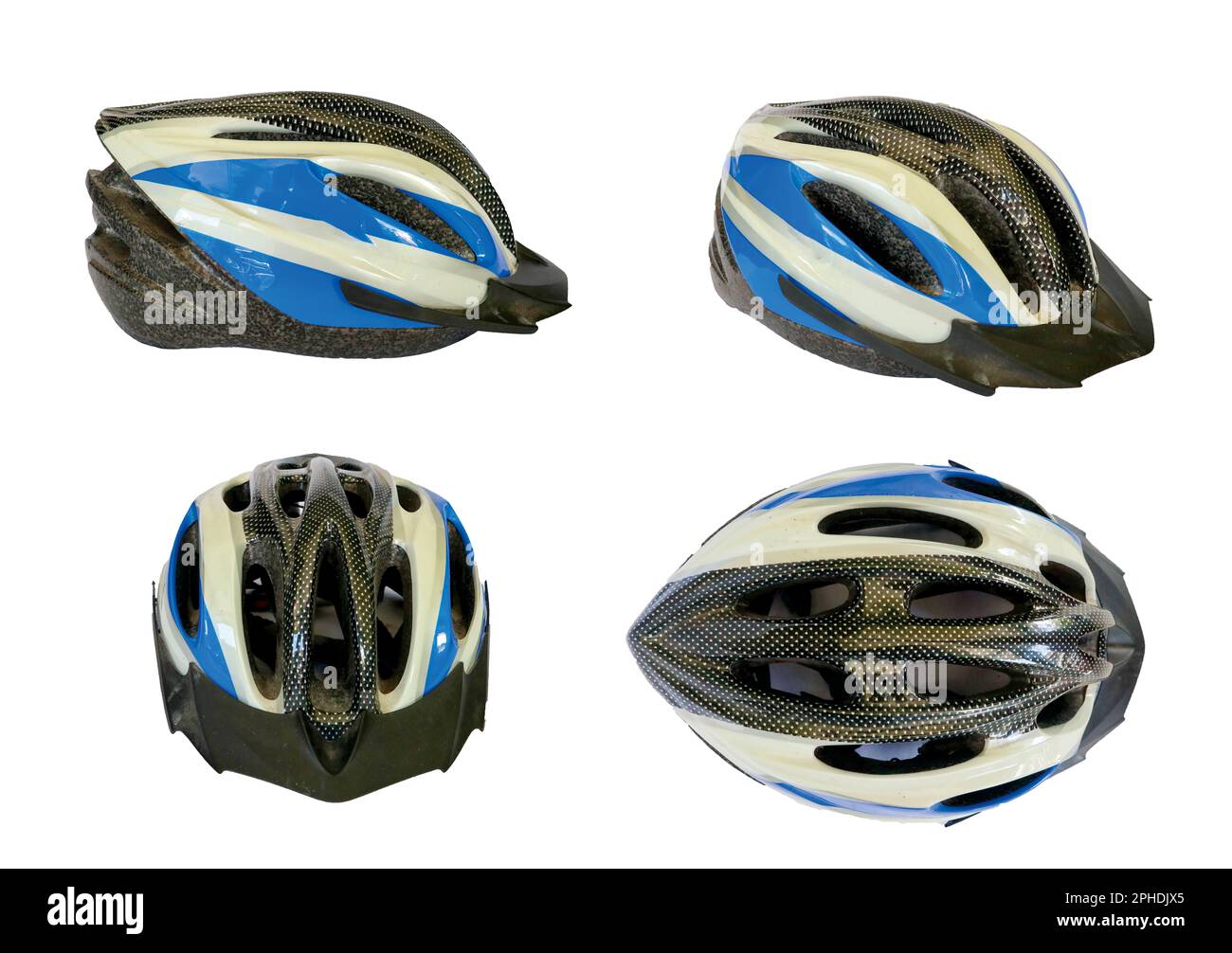 bicycle helmet. blue bicycle helmet isolated on white background ...
