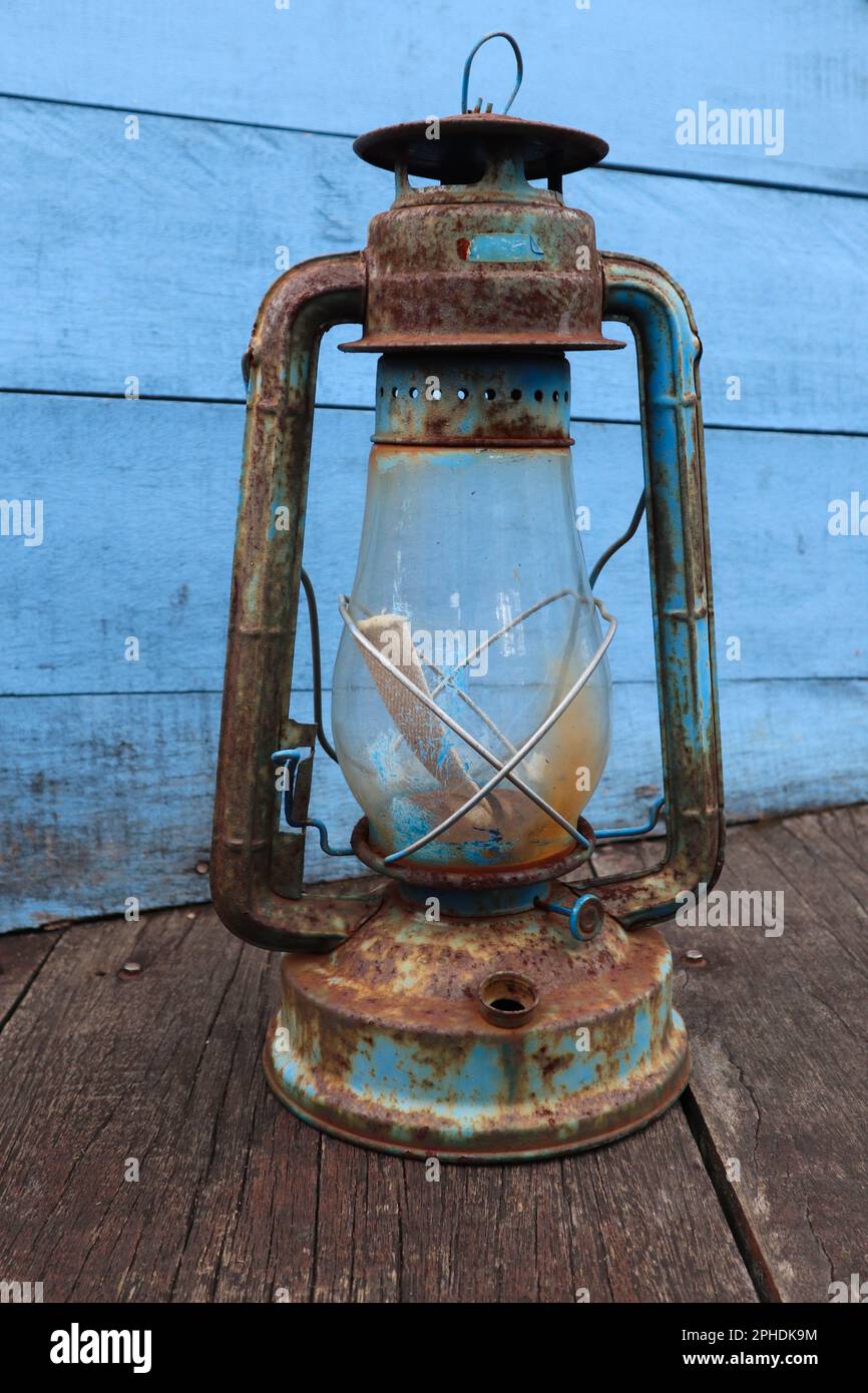 antique petromak lamp (teplok) which still uses kerosene fuel on wood ...