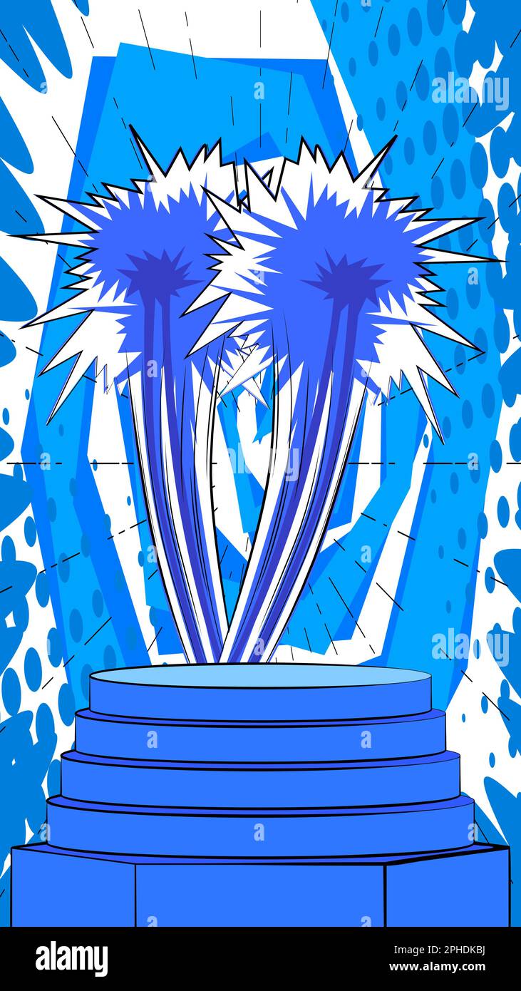 Comic book blue product podium backdrop. Pop Art Stage for presentation ...