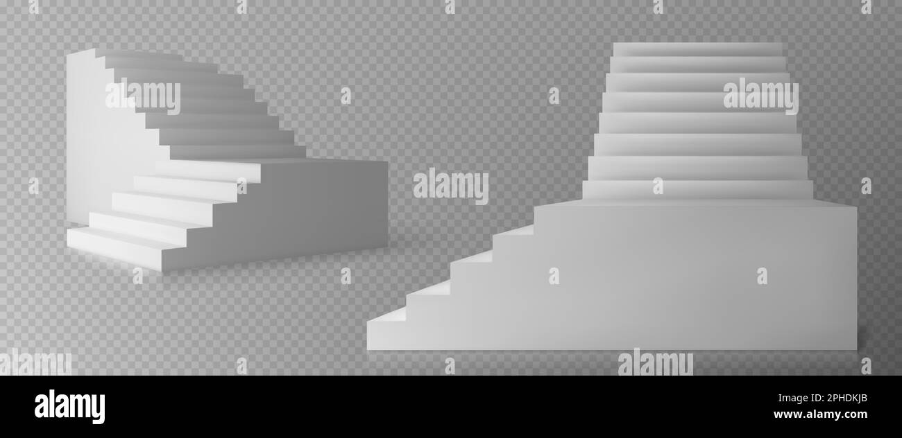 White isolated 3d vector staircase transparent background. Ladder ...