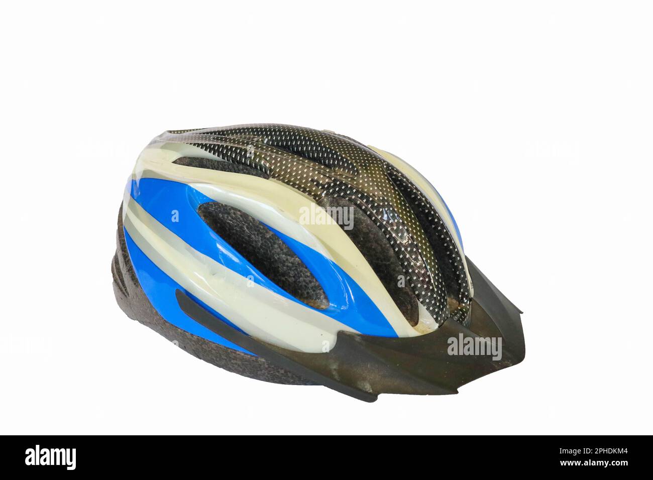 bicycle helmet. blue bicycle helmet isolated on white background ...