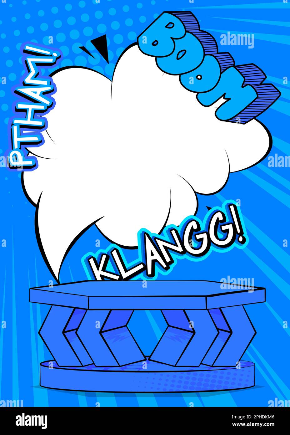 Comic book blue product podium backdrop. Pop Art Stage for presentation ...