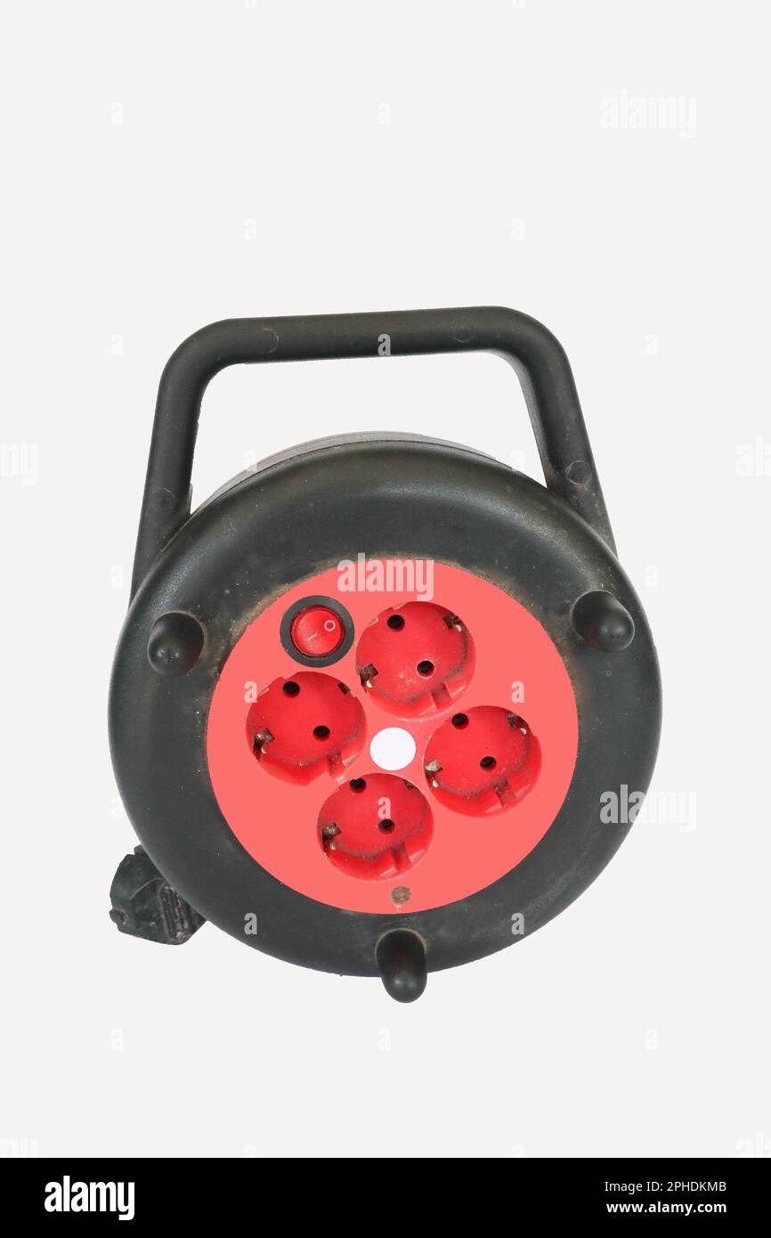 socket. Electric black portable socket on white background Stock Photo ...