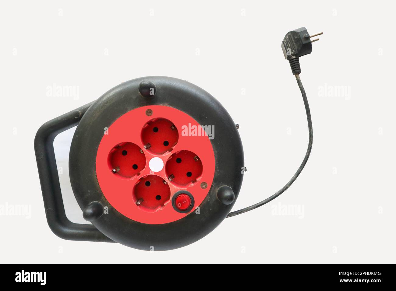 socket. Electric black portable socket on white background Stock Photo ...