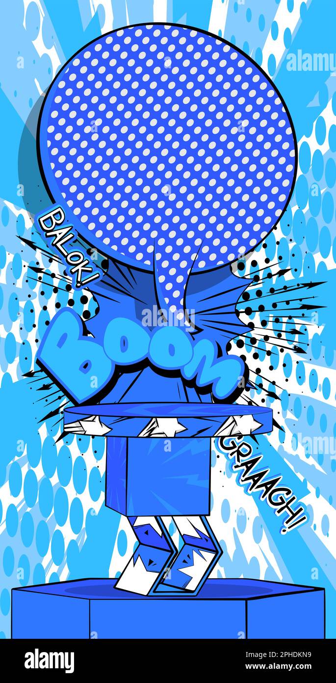 Comic book blue product podium backdrop. Pop Art Stage for presentation ...