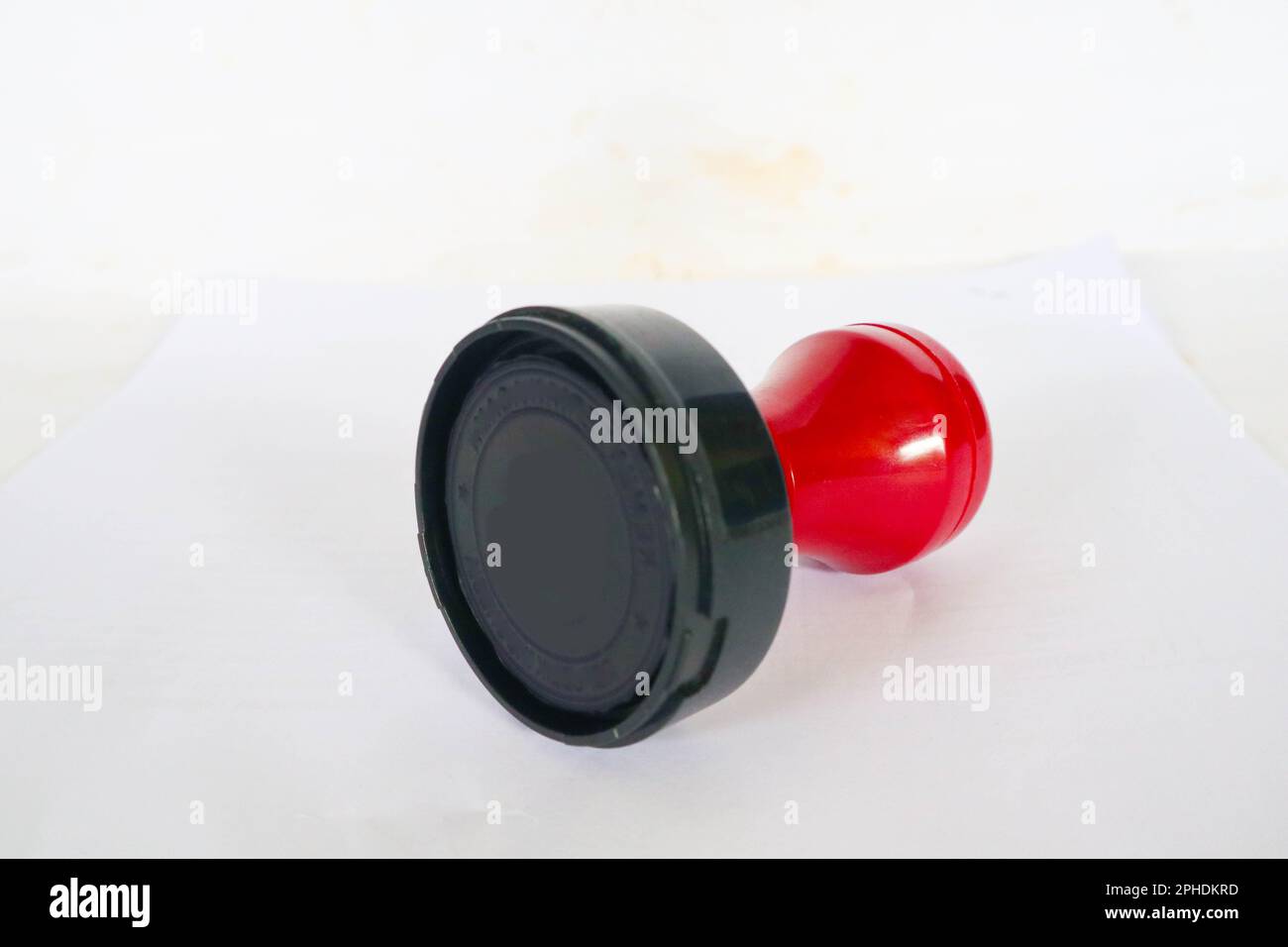 Stamp, modern Stamp, Red Handle Rubber Stamp Top View Isolated on White ...