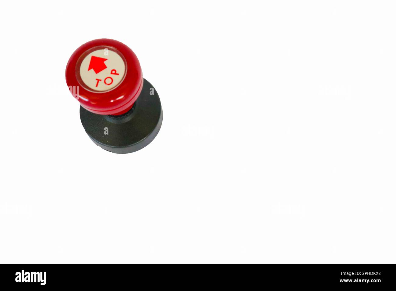 Stamp, modern Stamp, Red Handle Rubber Stamp Top View Isolated on White ...