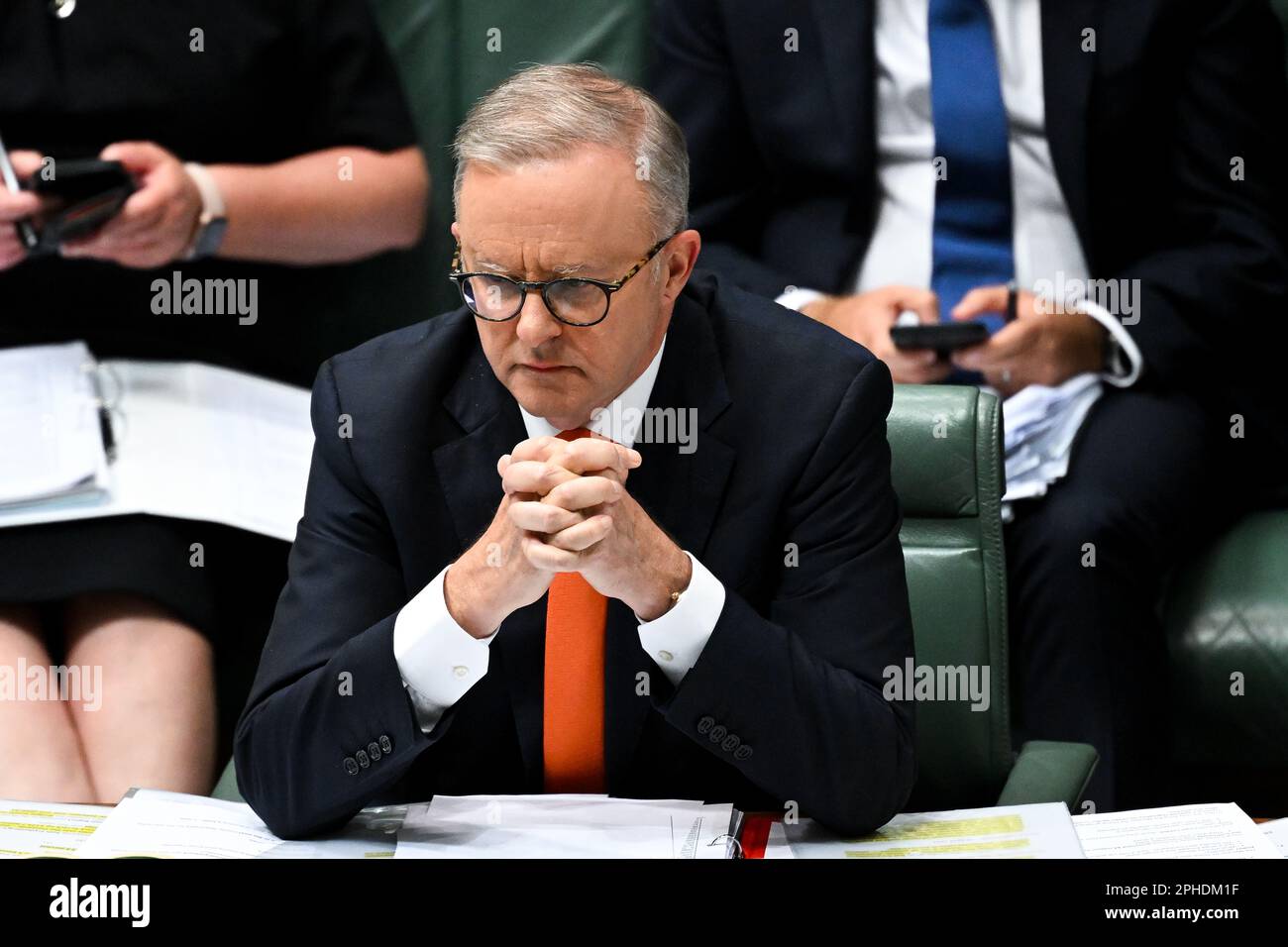 Australian Prime Minister Anthony Albanese reacts during Question Time ...