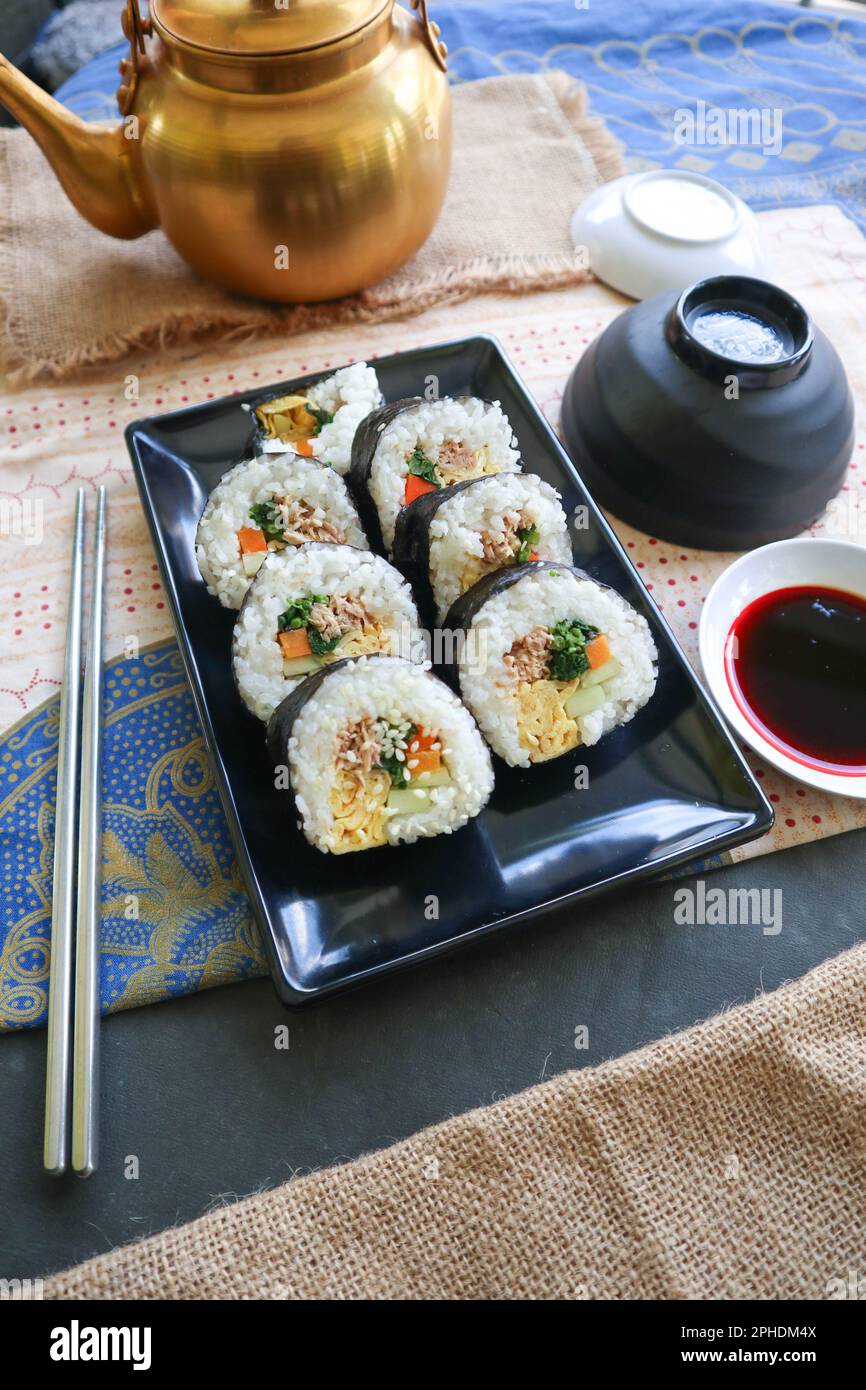 kimbap or gimbap is Korean roll Gimbap(kimbob) made from steamed white ...