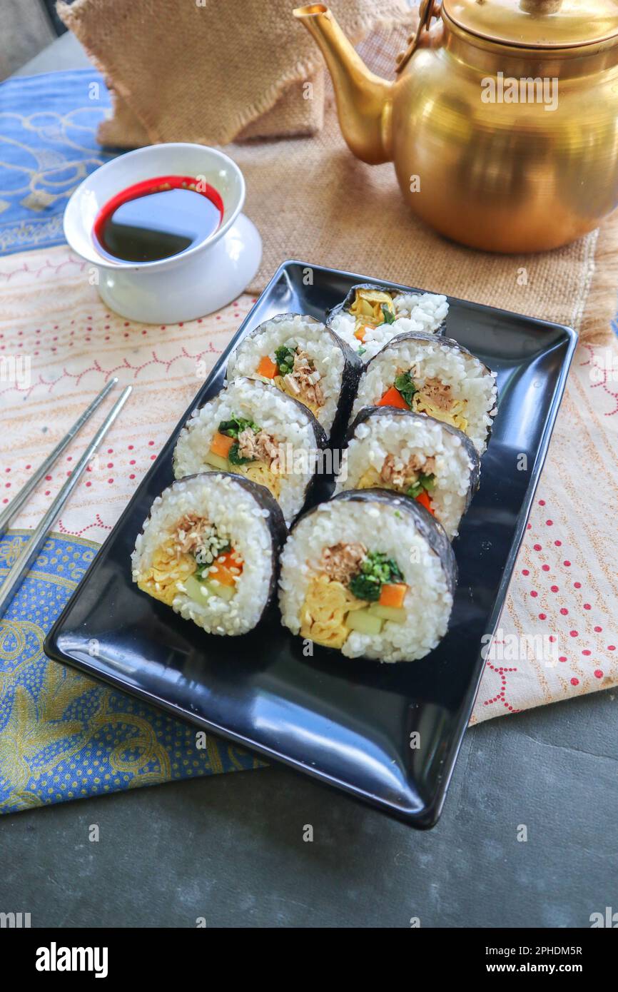 kimbap or gimbap is Korean roll Gimbap(kimbob) made from steamed white ...