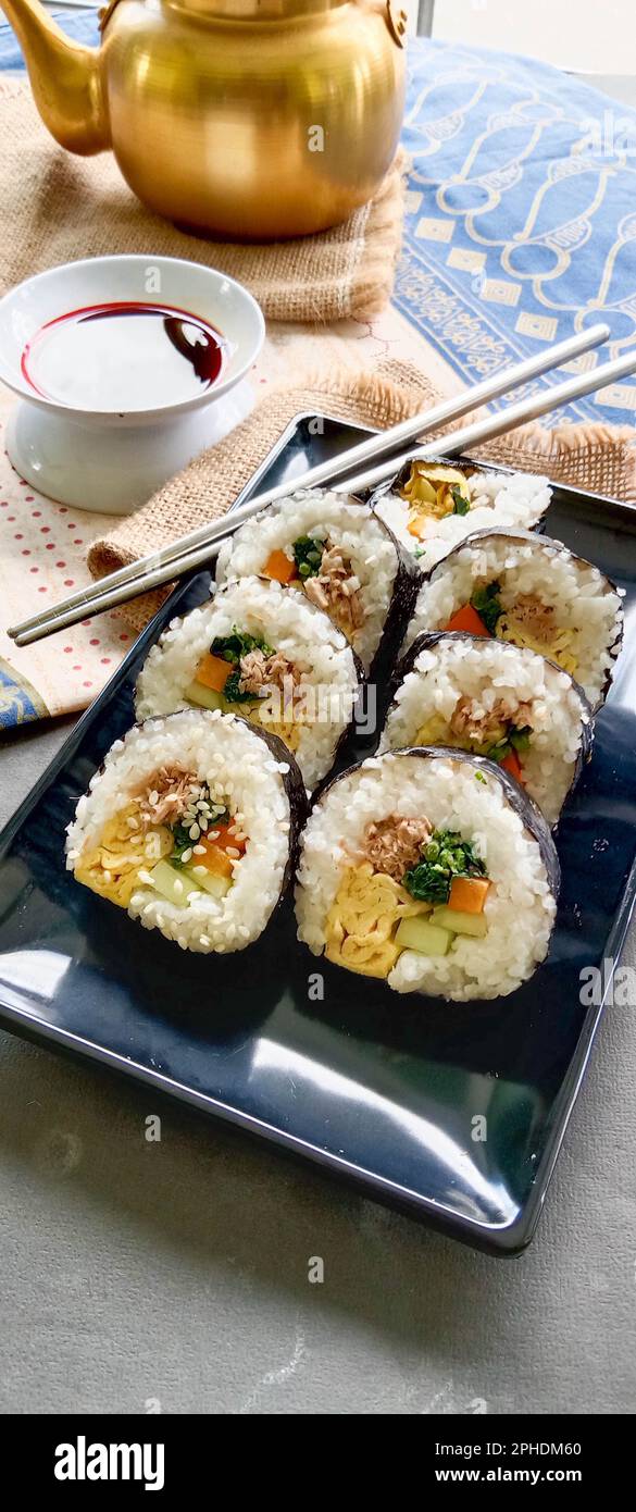 kimbap or gimbap is Korean roll Gimbap(kimbob) made from steamed white ...