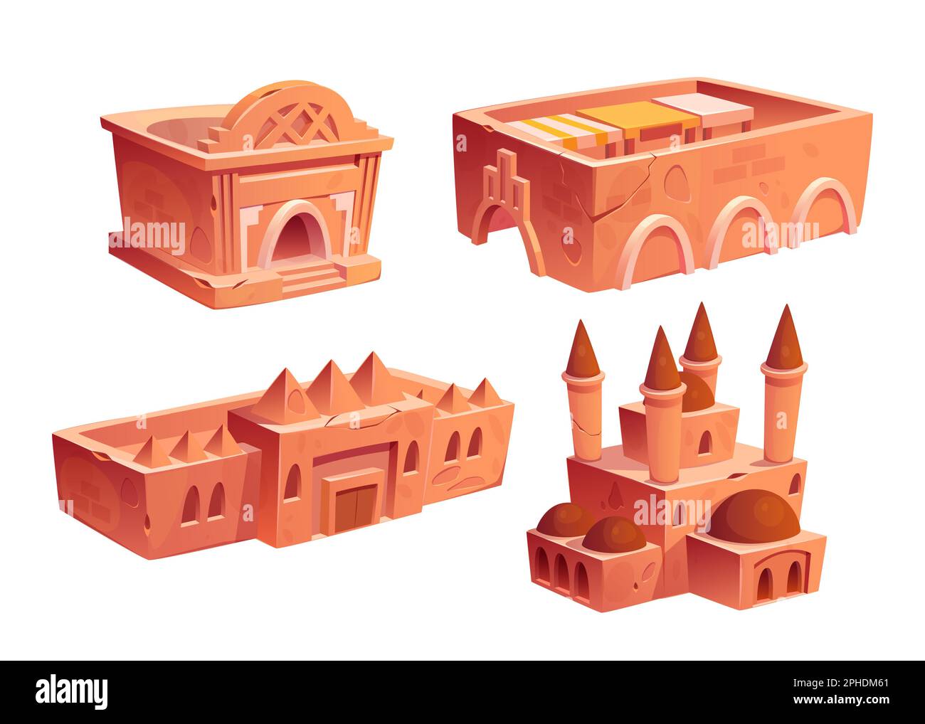 Ancient Egyptian vector building set with palace and fort. Old Dubai ...