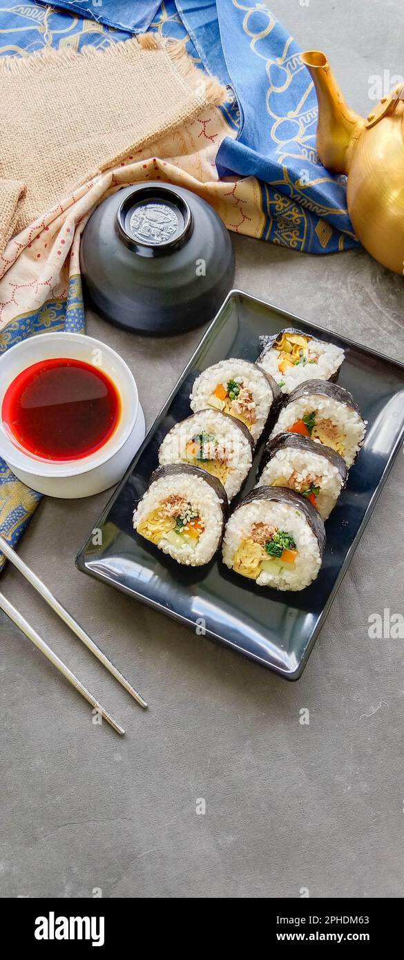 kimbap or gimbap is Korean roll Gimbap(kimbob) made from steamed white ...
