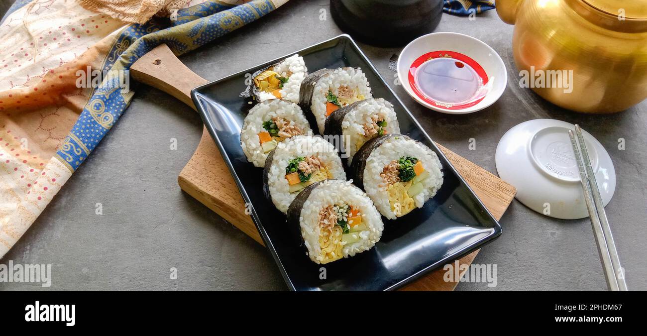 kimbap or gimbap is Korean roll Gimbap(kimbob) made from steamed white ...