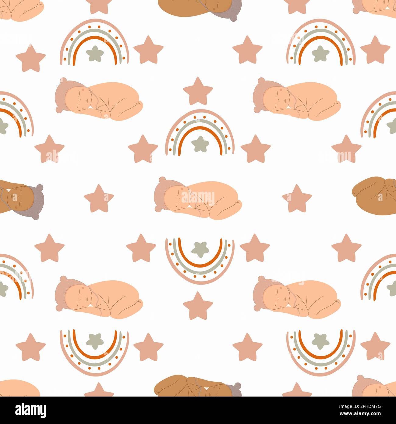 Cute baby seamless pattern for nursery arrangement. Vector illustration ...