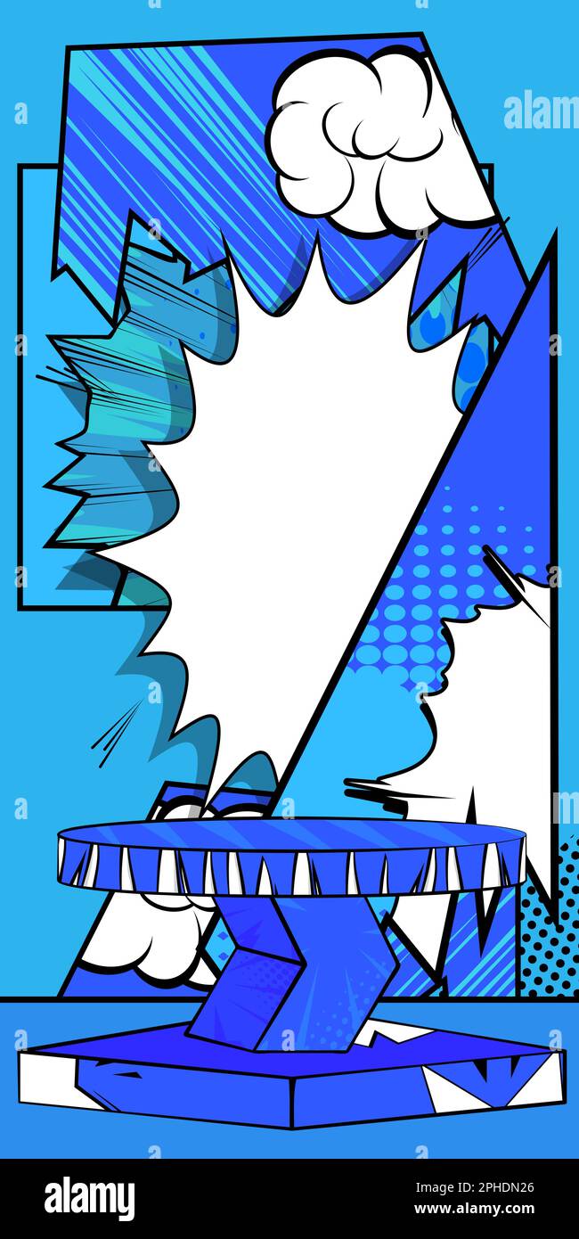 Comic book blue product podium backdrop. Pop Art Stage for presentation ...