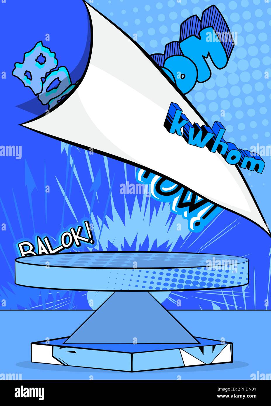 Comic book blue product podium backdrop. Pop Art Stage for presentation ...