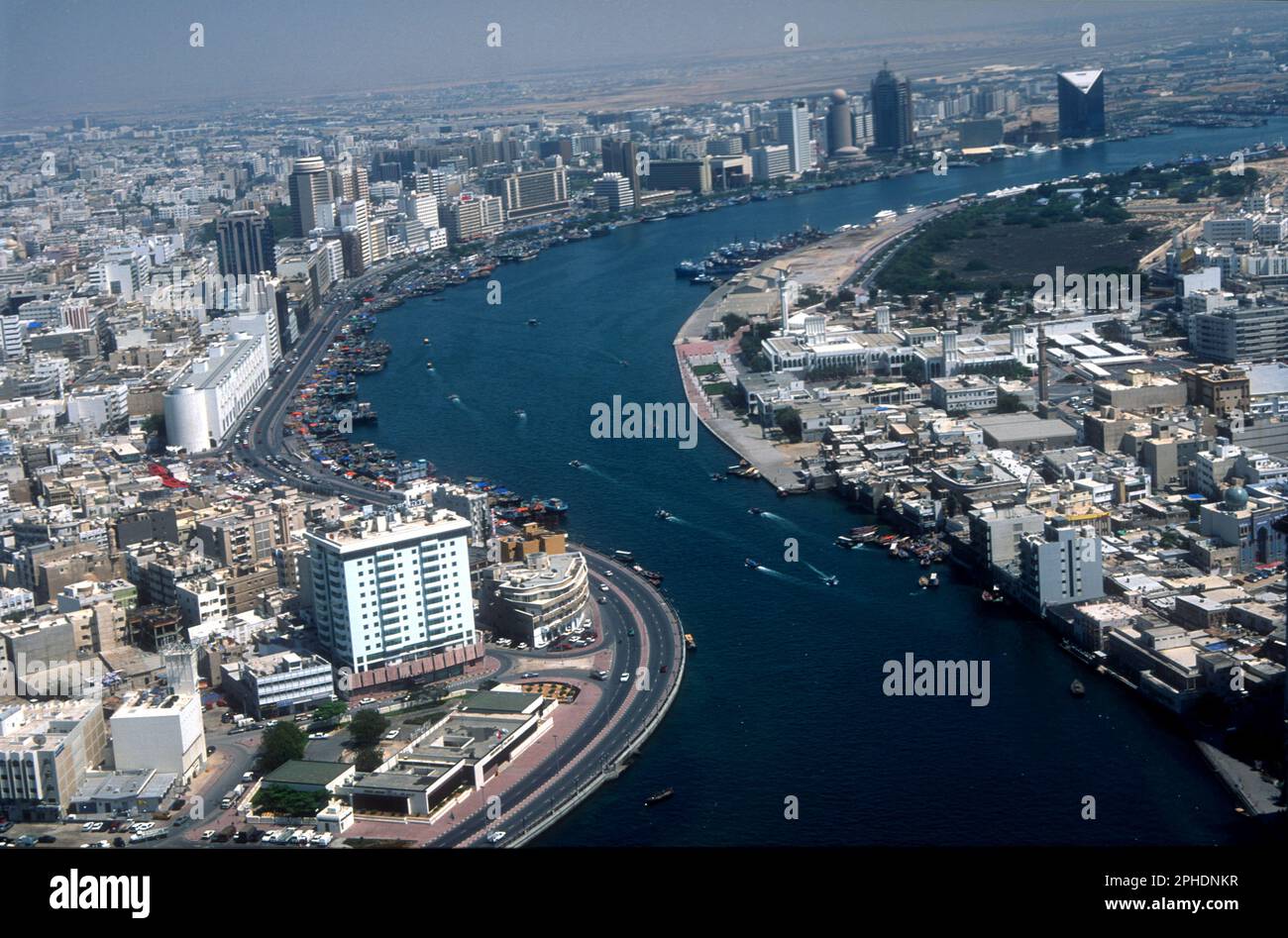 Aerial view of Dubai Creek about 1992 Stock Photo - Alamy