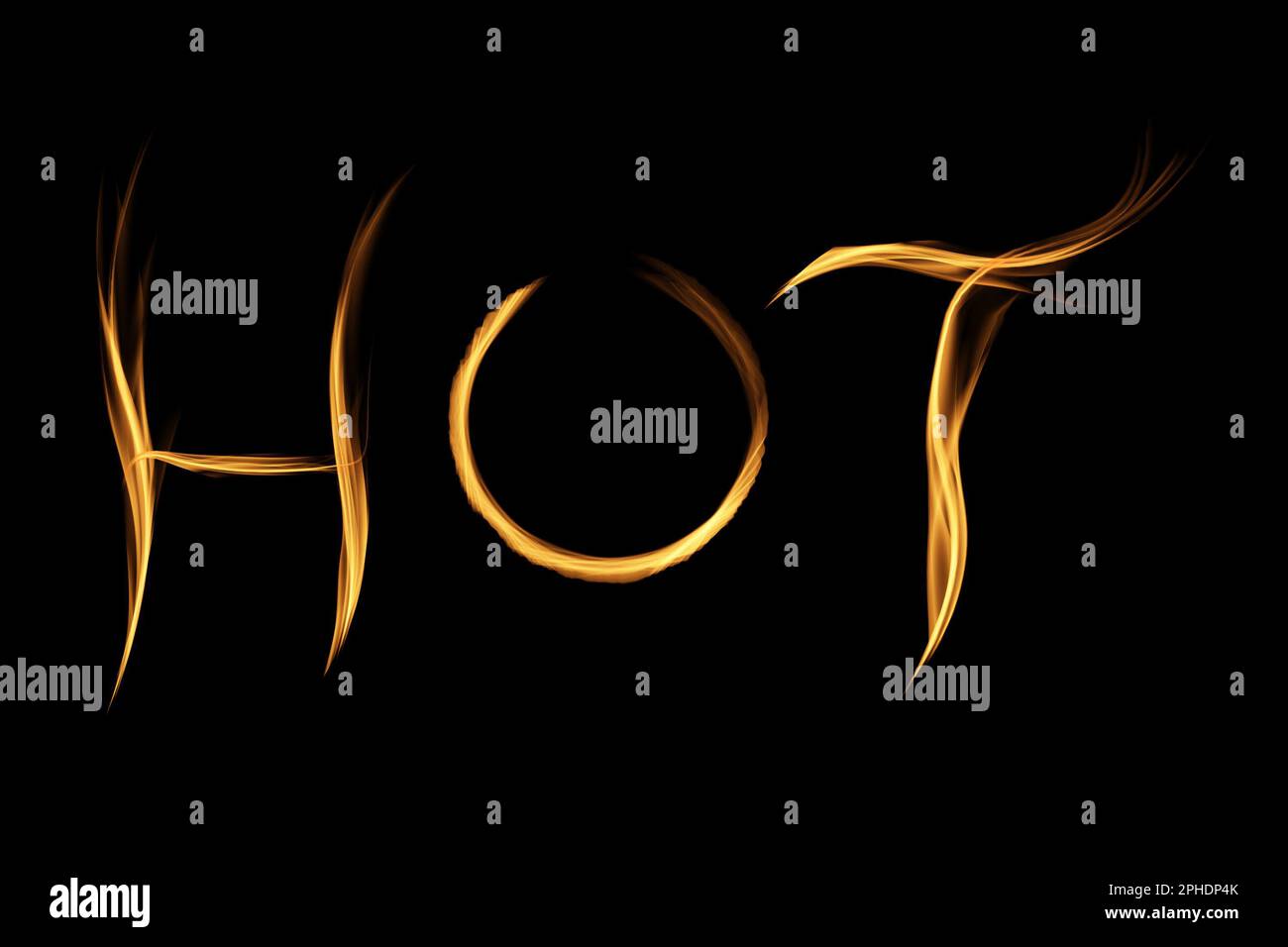 Hot. Word written with fire flames on black background Stock Photo - Alamy