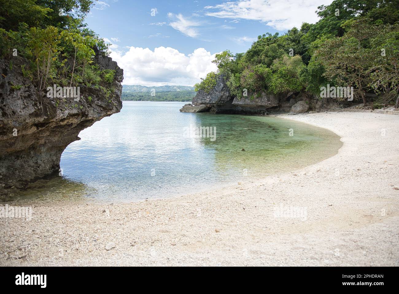 Idyllic, secluded beach of Siquijor in the Philippines with white sand ...