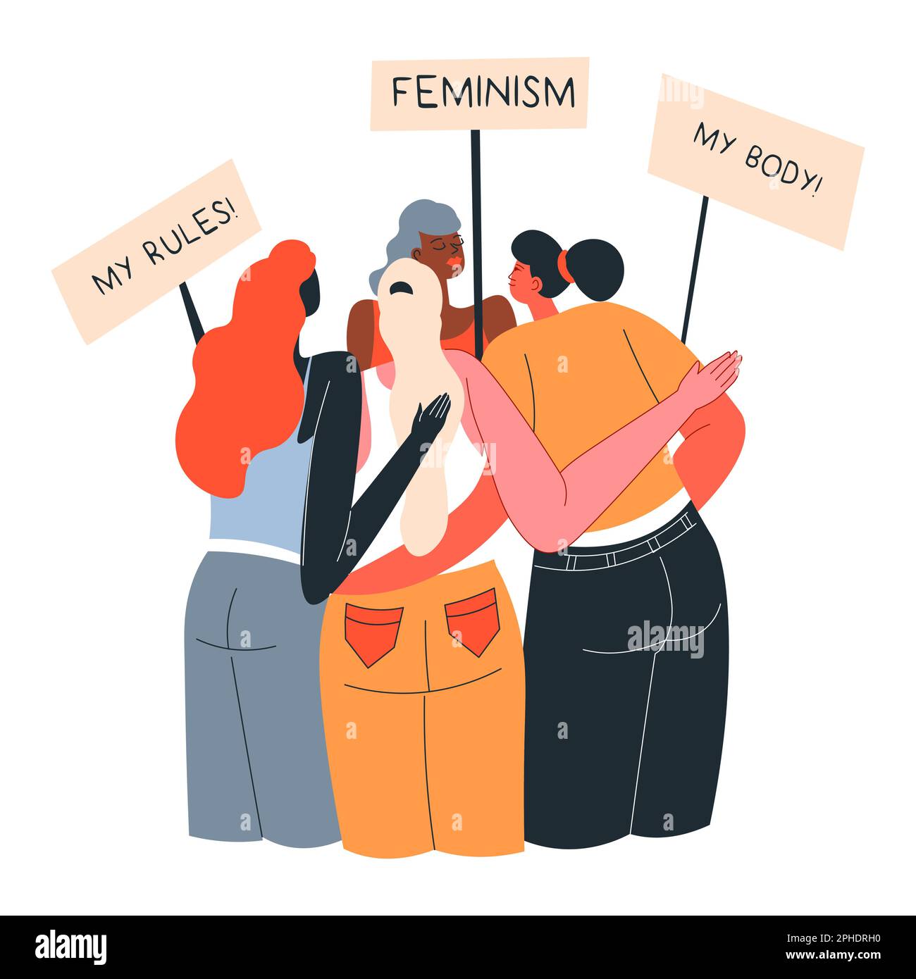 Feminism and feminist movement, freedom and rights Stock Vector Image ...