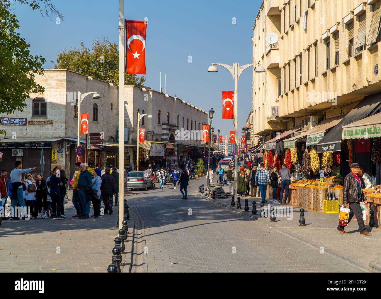 The busy streets and market of Gaziantep on a sunny day in Turkey Stock ...