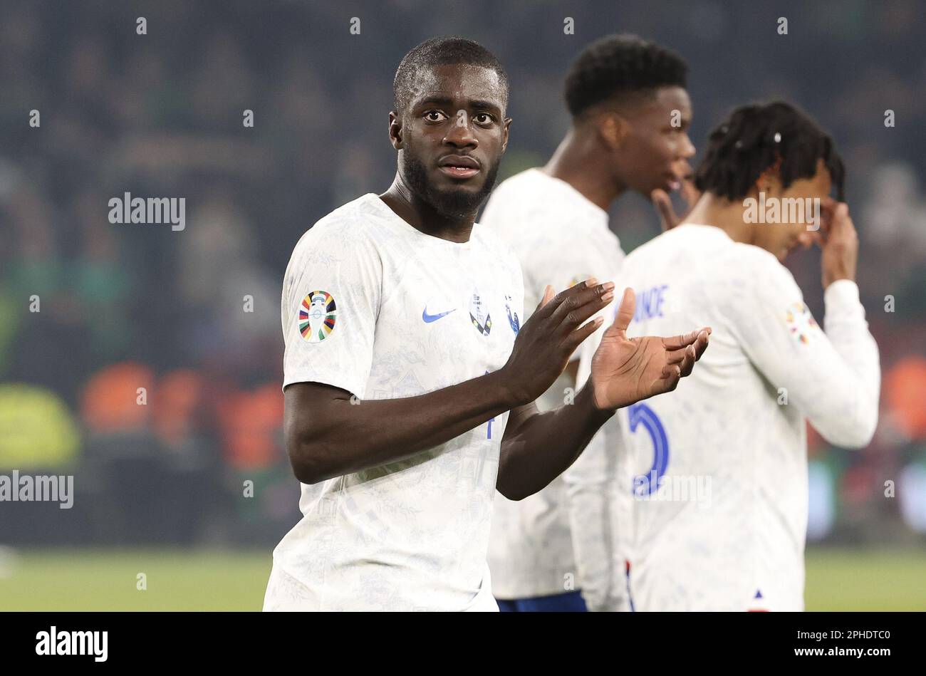 Dayot Upamecano of France celebrates the victory following the UEFA ...