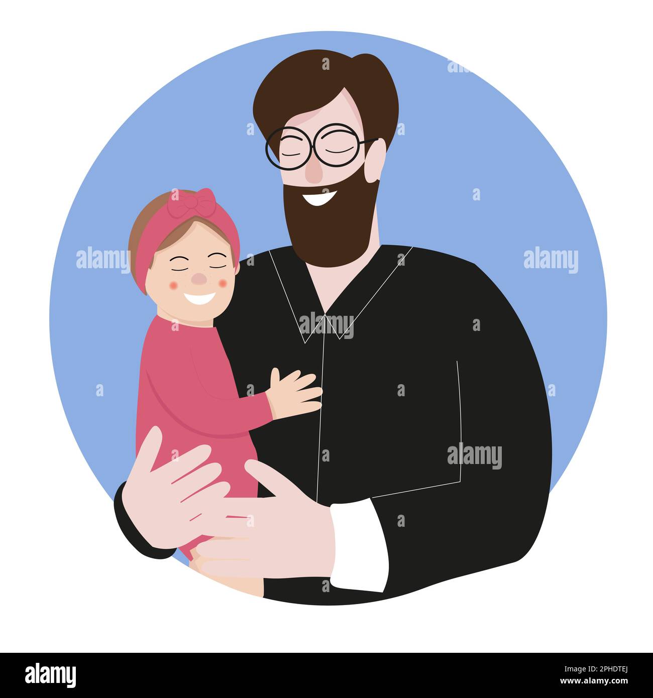 Happy Fathers Day Dad Holding His Daughter In His Arms Vector