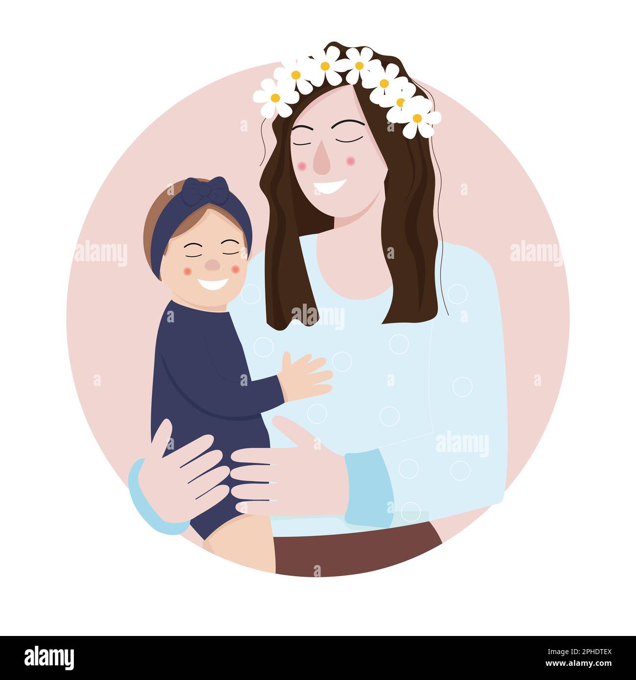 Happy mothers day vector illustration. Mother holds her daughter in her ...
