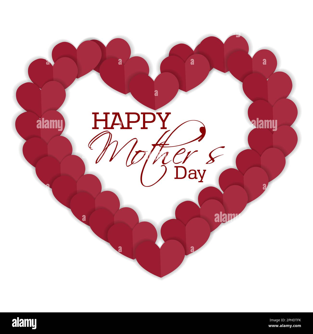 Mothers Day Greeting Card Vector Banner With Red Paper Hearts Symbols