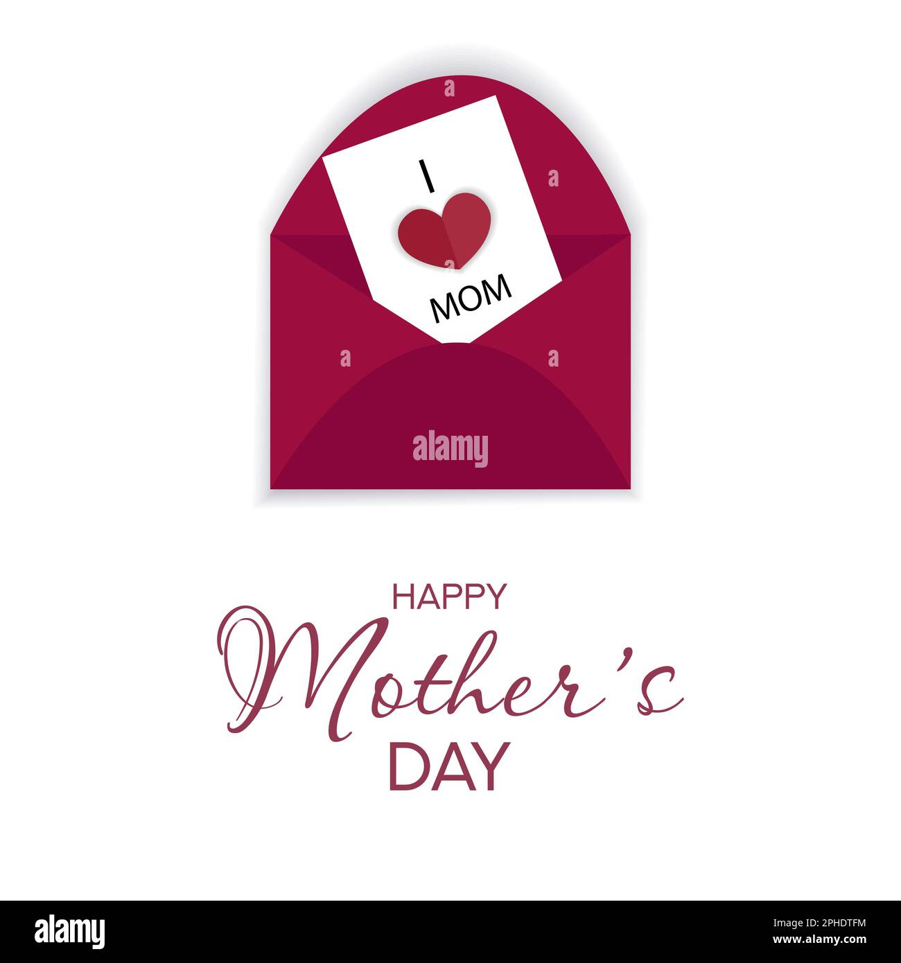 Mothers day greeting card. Vector banner with red paper hearts. Symbols ...