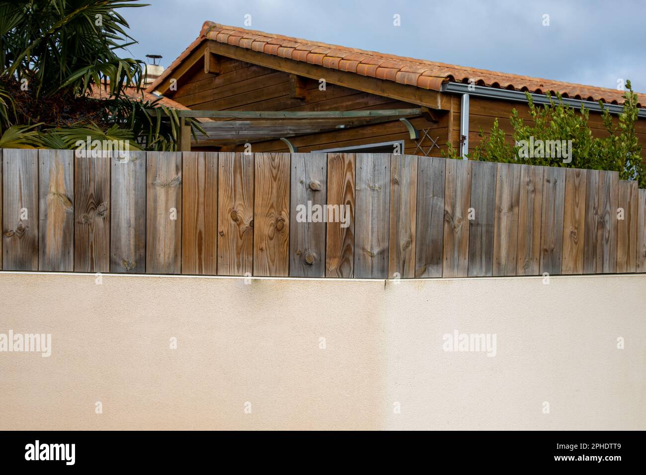wall wooden fence street wood barrier modern facade house protect home ...