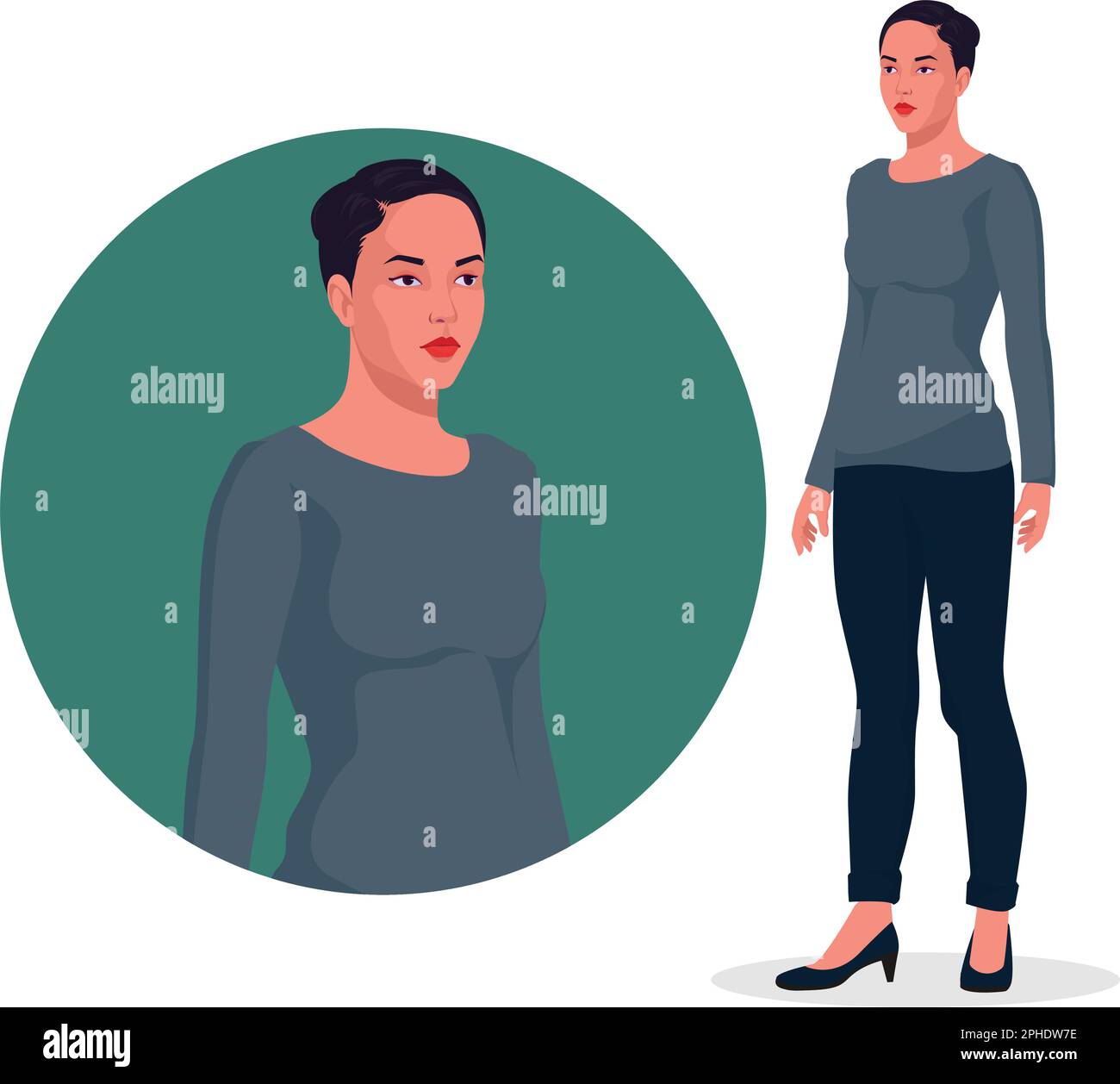 full body one third view beautiful woman vector illustration in flat ... full body one third view beautiful woman vector illustration in flat ...