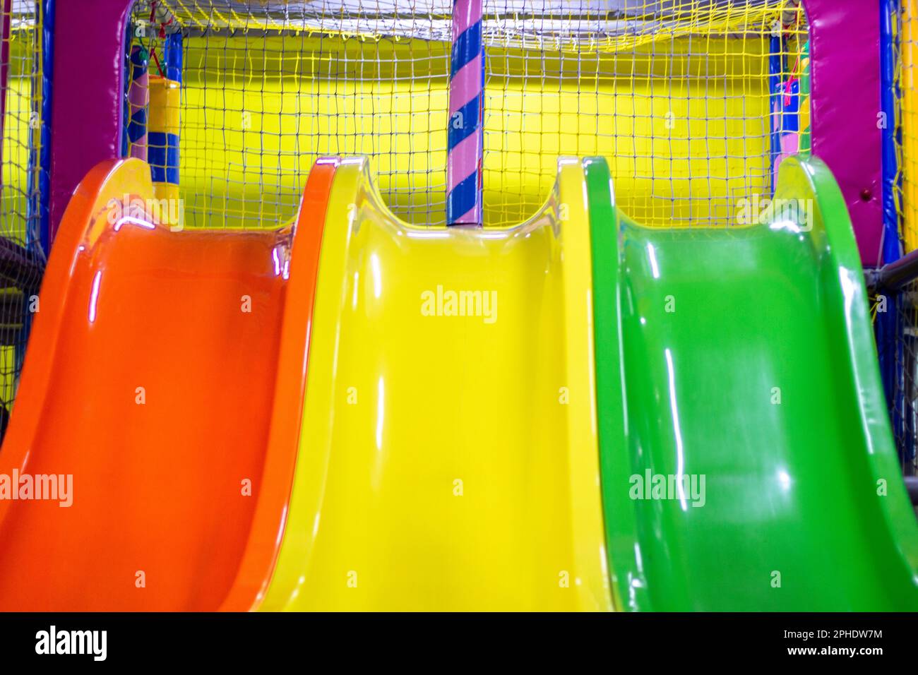 Children's slides, an entertaining playground. Close-up. Children's ...