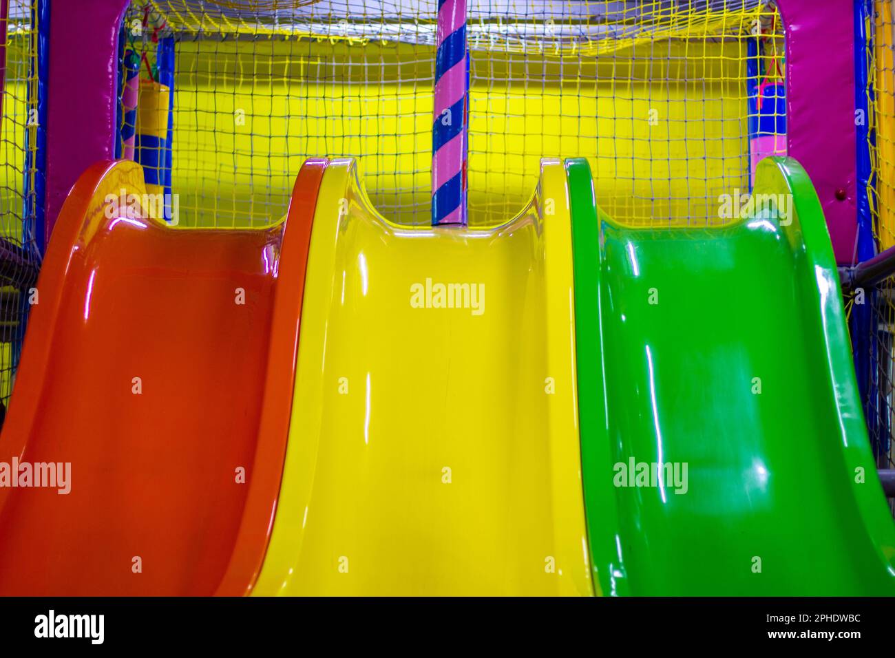 Children's slides, an entertaining playground. Close-up. Children's ...