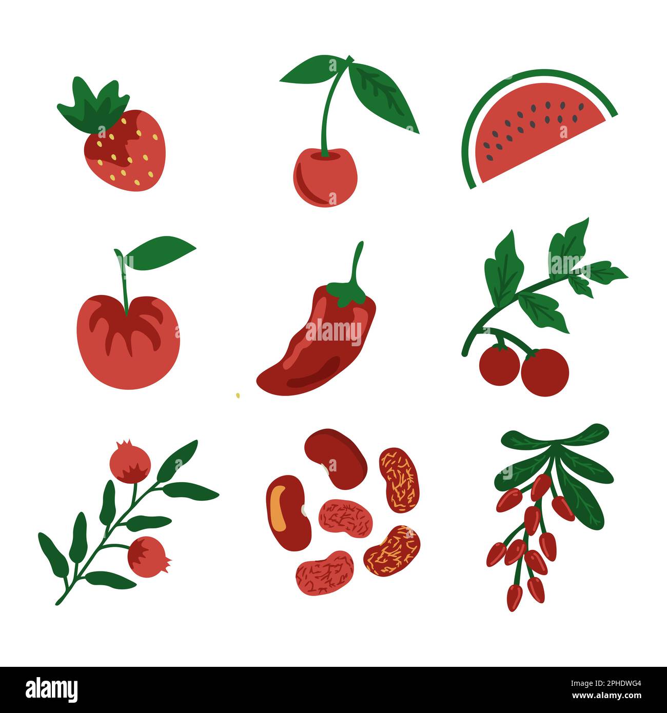 Red fruits and vegetables vector set Stock Vector Image & Art - Alamy