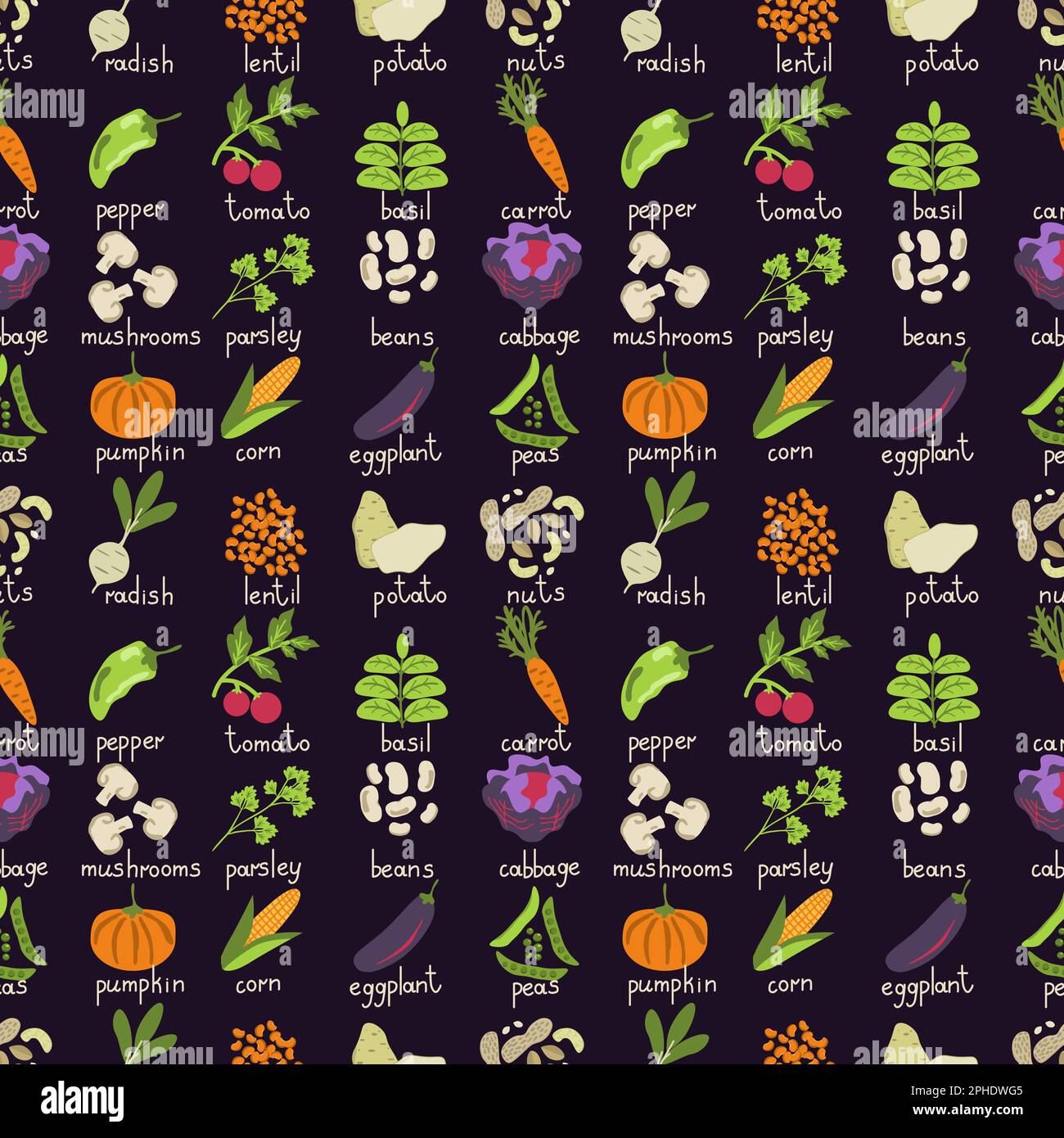 Seamless vegetables simple items pattern Stock Vector Image & Art - Alamy