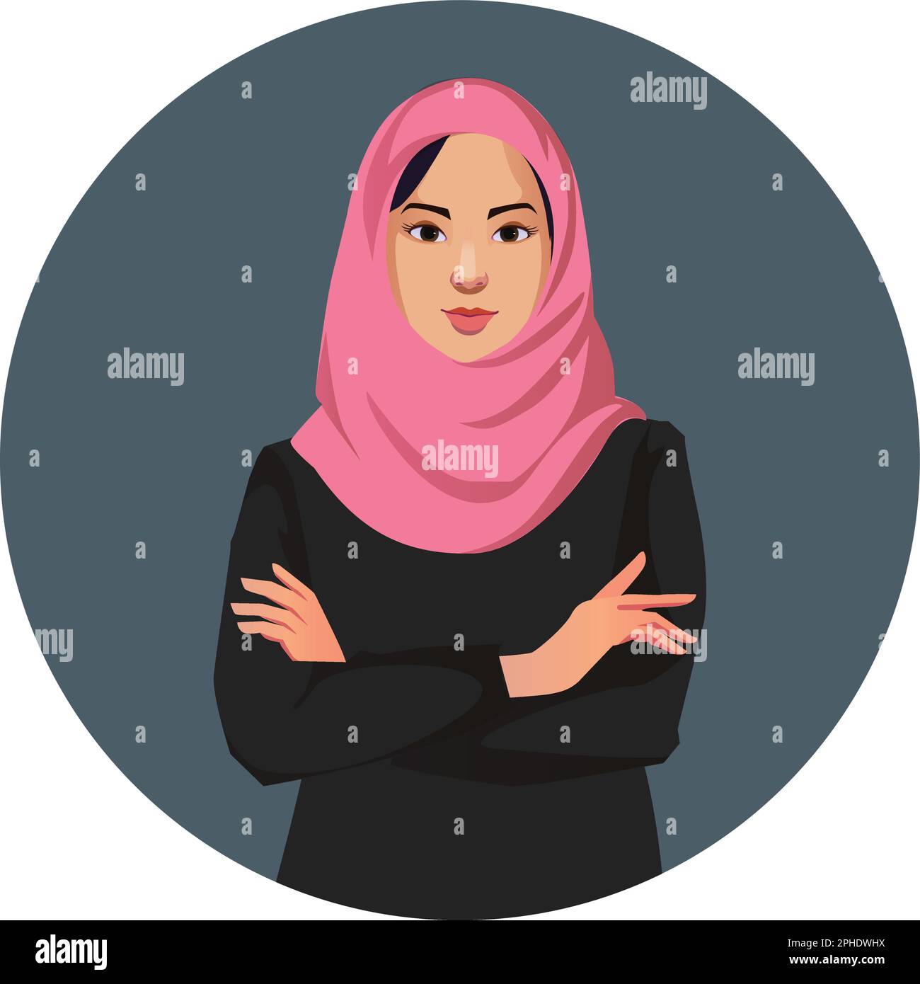 portrait of a beautiful woman looking happy vector illustration in flat ...