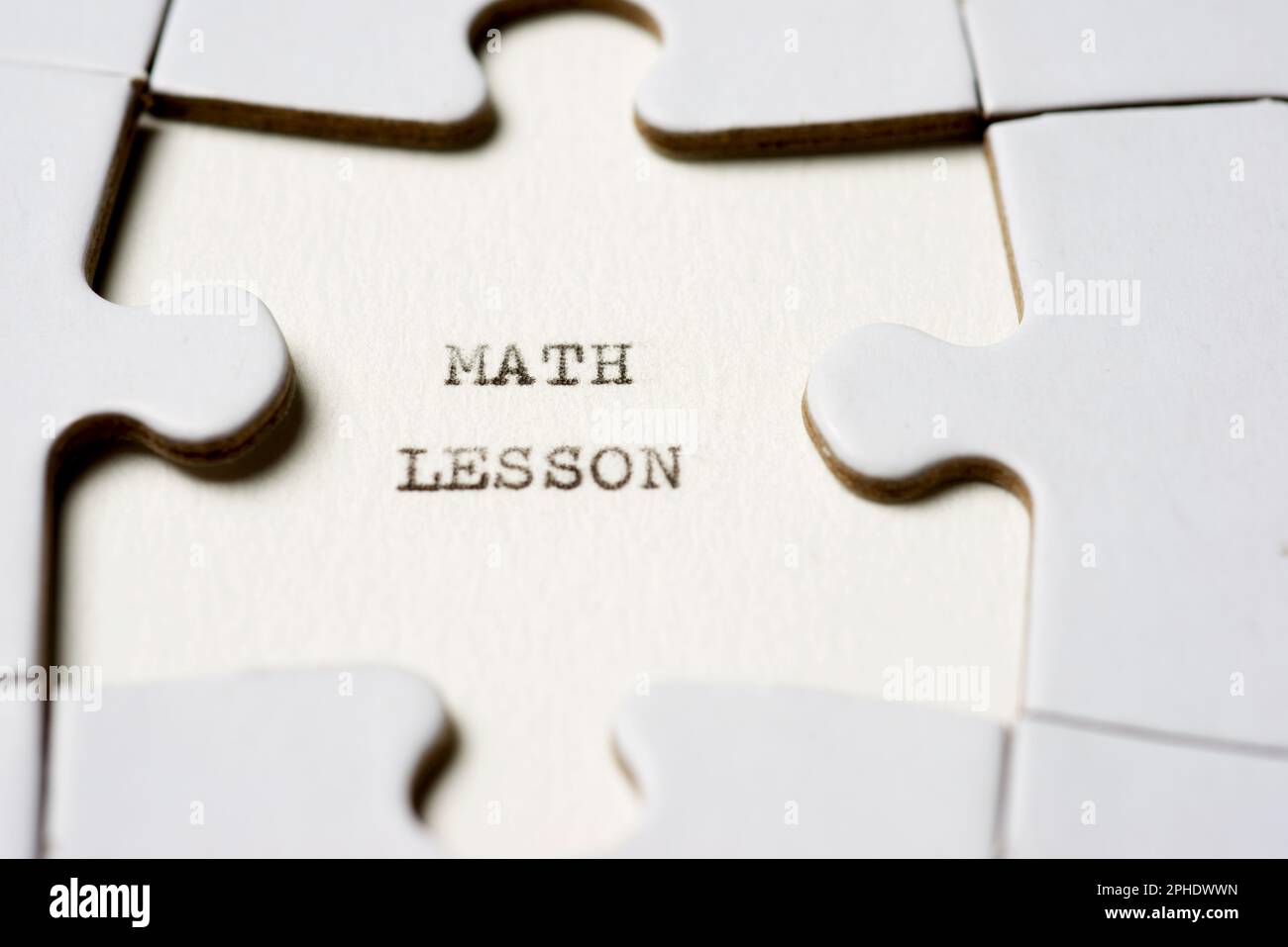 Math lesson text written with a typewriter in a white puzzle Stock ...